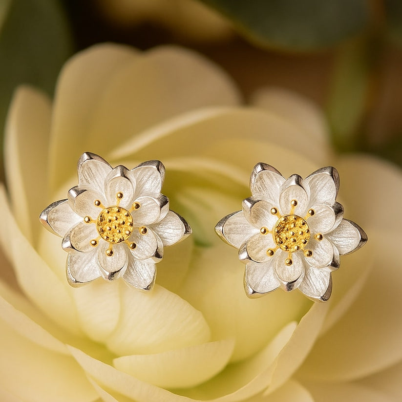 Dawnflower Earrings | Sterling Silver & Gold Keepsake Jewelry – Willow ...